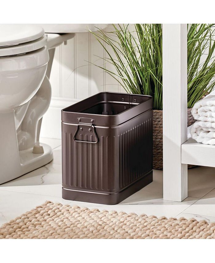 mDesign Metal Rectangle Trash Can Wastebasket, Garbage Bin - Bronze ...