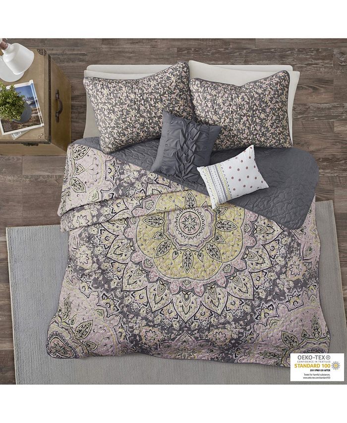 Gracie Mills Pineda Bohemian Medallion Reversible Coverlet Set - Macy's