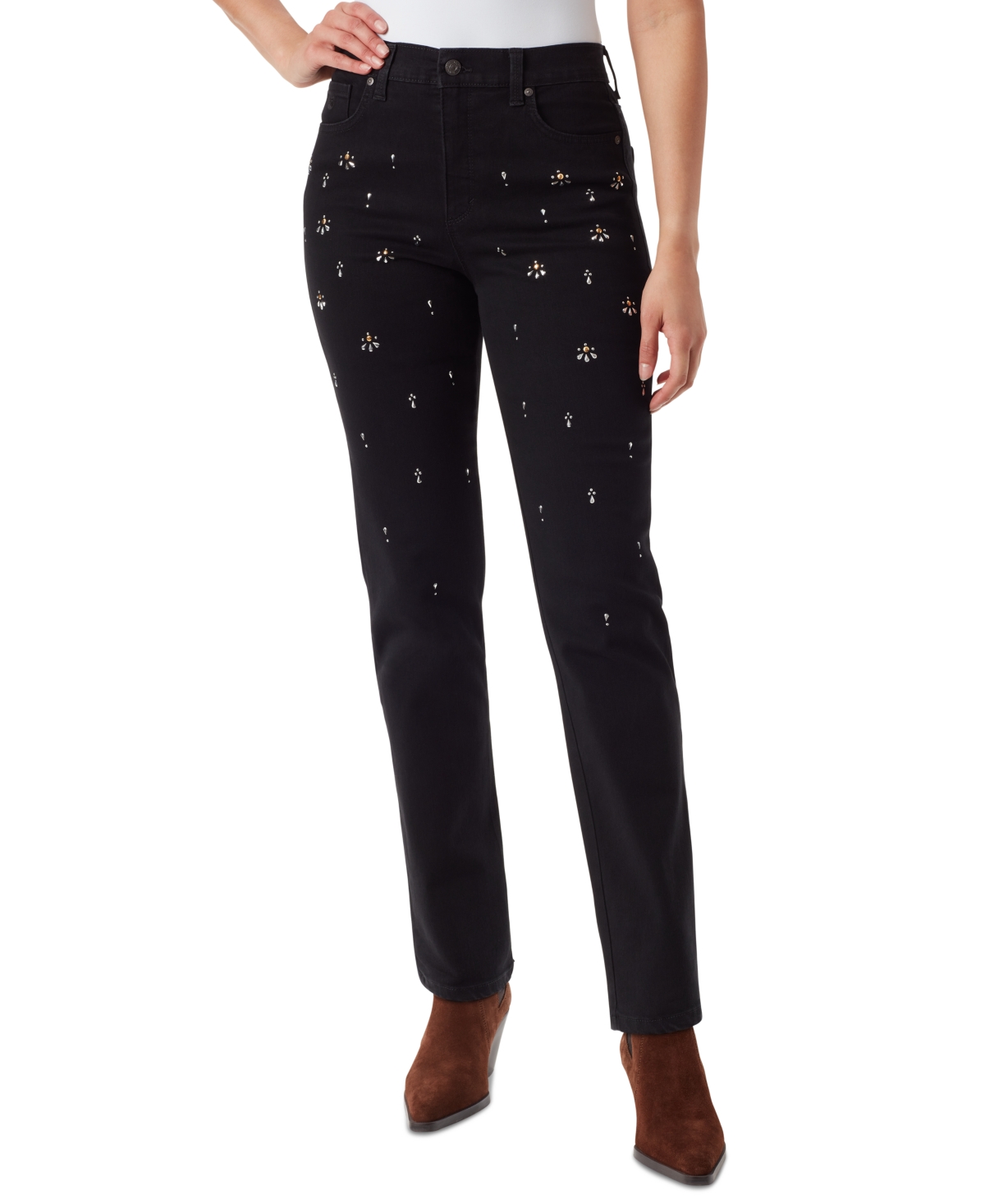 Gloria Vanderbilt Women's Embellished Amanda High-rise Jeans In Black ...