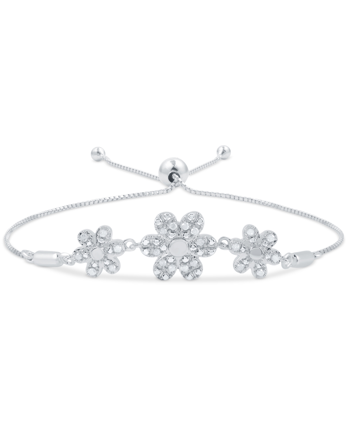 Click here for Diamond Triple Flower Bolo Bracelet (1/6 ct. t.w.)... prices