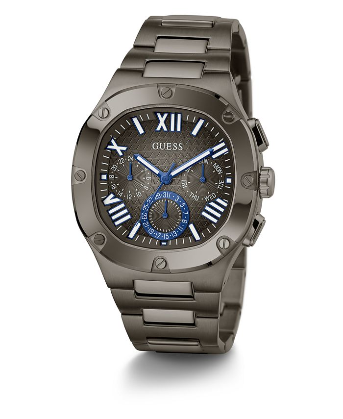 GUESS Men's Multi-Function Gunmetal Stainless Steel Watch 42mm - Macy's