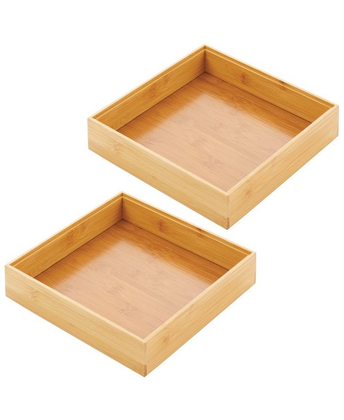 mDesign Bamboo Kitchen Storage Bin Container Crate Box - 2 Pack - 9 x 9 ...