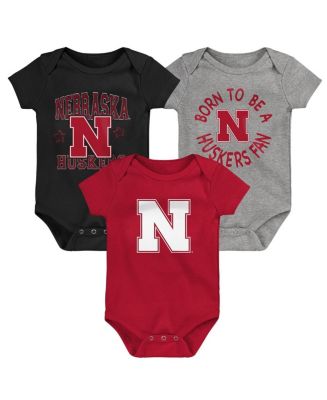 Newborn and Infant Boys and Girls Scarlet, Black, Heather Gray Nebraska ...