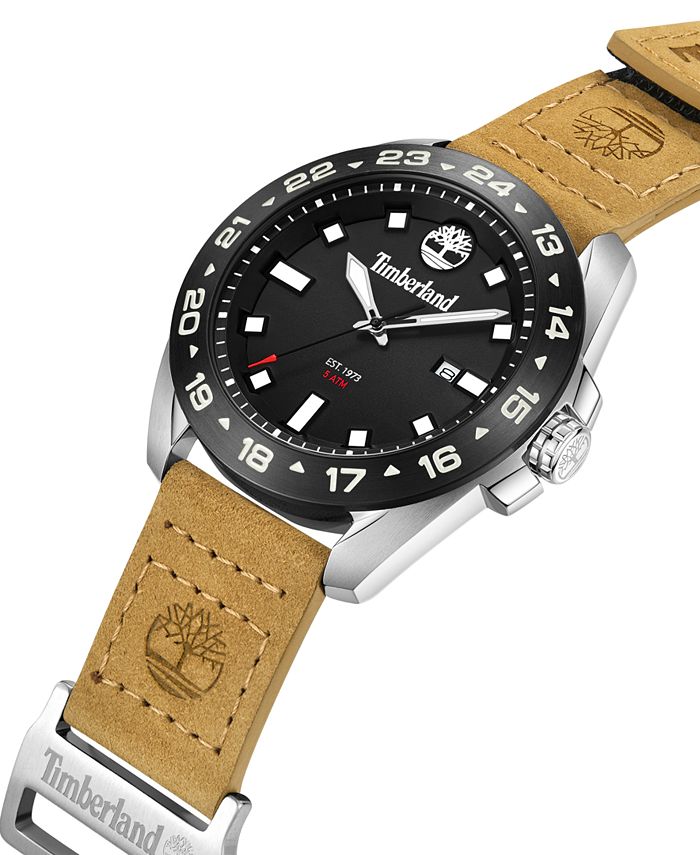 Timberland Men's Quartz Carrigan Wheat Genuine Leather Strap Watch ...