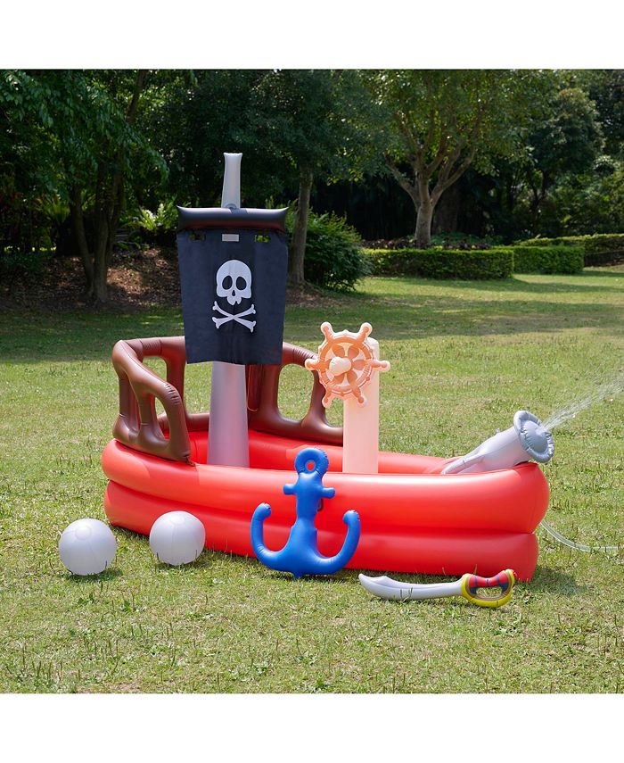Teamson Kids - Water Fun Pirate boat Inflatable Kiddie Pool with pump ...