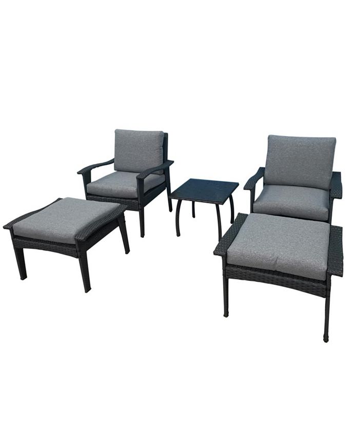 Simplie Fun Patio Furniture Outdoor Chair And Ottoman 5 Pieces Rattan ...