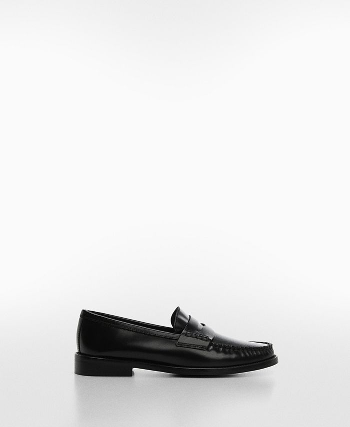 MANGO Women's Leather Penny Loafers - Macy's