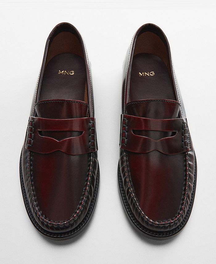 MANGO Women's Leather Penny Loafers - Macy's