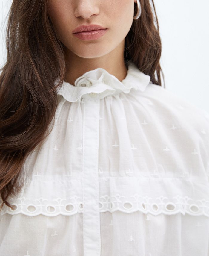MANGO Women's Embroidered Details Blouse - Macy's