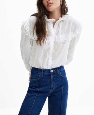 MANGO Women's Embroidered Details Blouse - Macy's