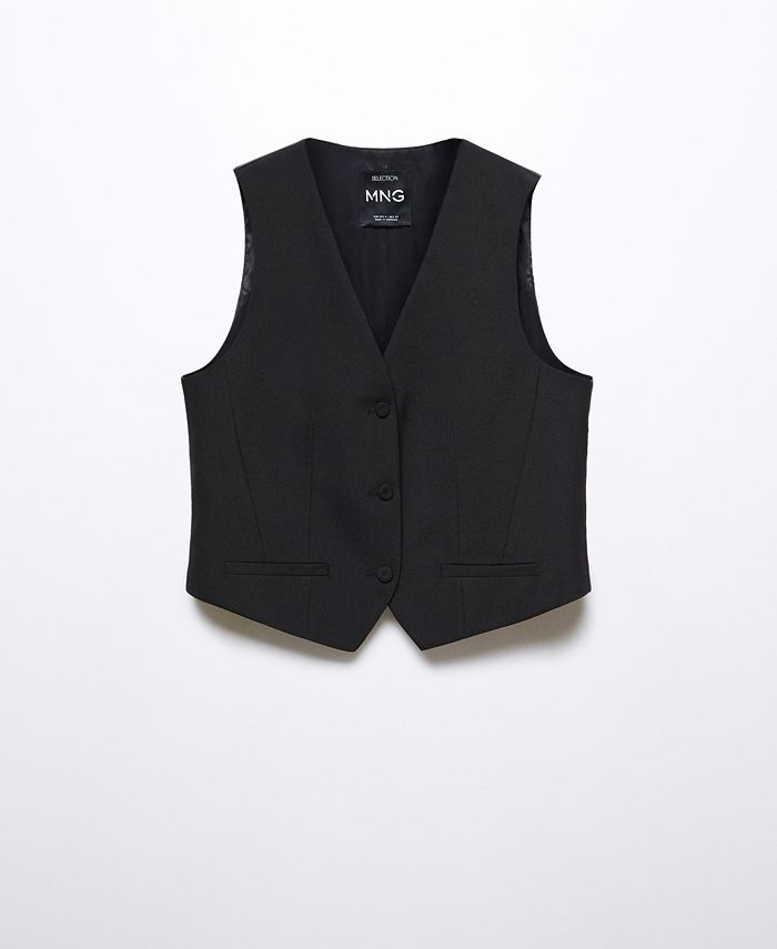 MANGO Women's Check Wool-Blend Suit Vest - Macy's