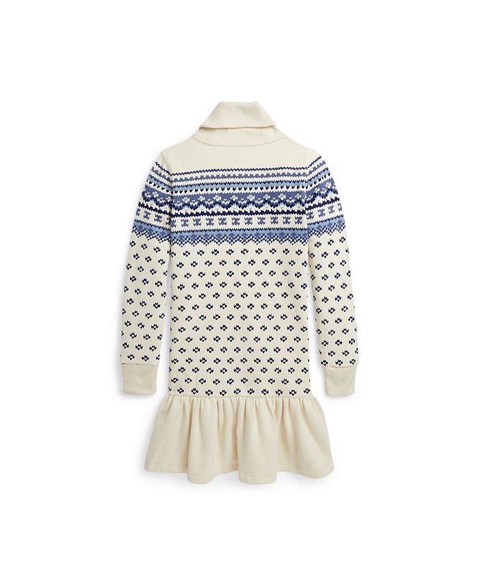 Polo Ralph Lauren Big Girls Fair Isle Fleece Shawl-Collar Dress - Macy's