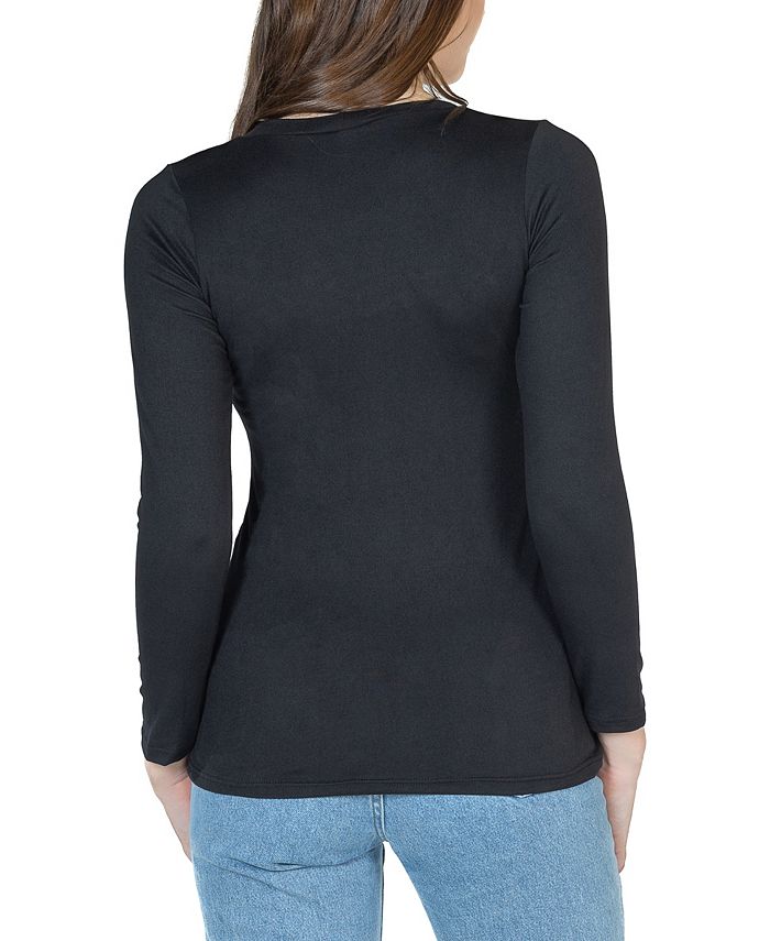 24seven Comfort Apparel Women's Long Sleeve Scoop Neck Top - Macy's