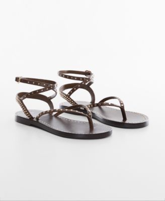 MANGO Women's Studded Leather Sandals - Macy's