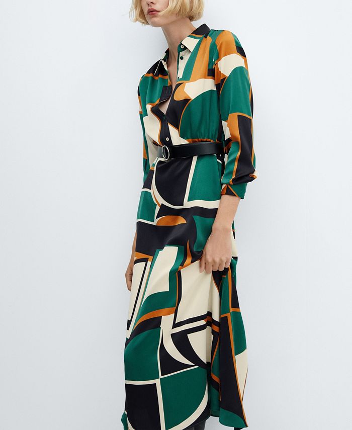 MANGO Women's Geometric Shirt Dress - Macy's