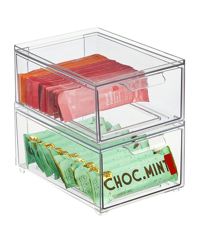 Mdesign Stacking Plastic Storage Kitchen Bin With Pull Out Drawer 2