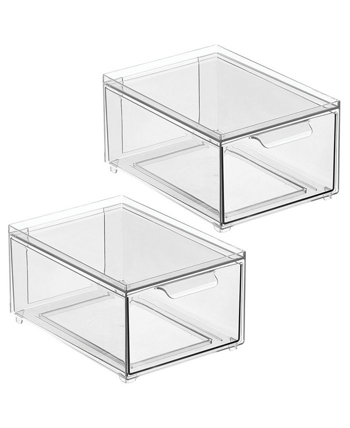 Mdesign Stacking Plastic Storage Kitchen Bin With Pull Out Drawer 2