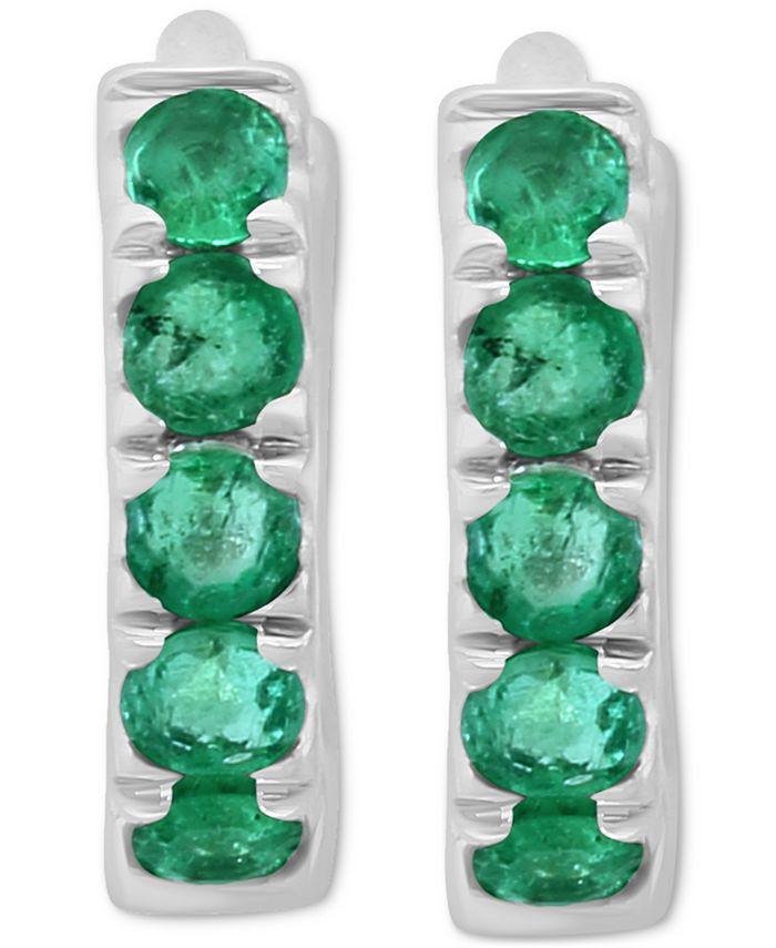 EFFY Collection EFFY® Emerald Small Huggie Hoop Earrings (1/4 ct. t.w ...