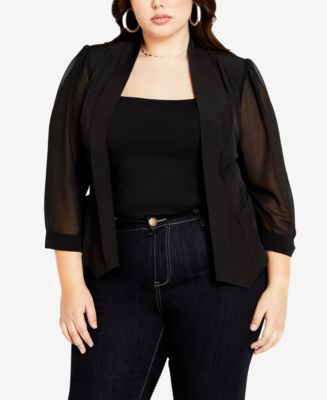 CITY CHIC Plus Size Drapey Sheer Chiffon Blazer Jacket - Macy's