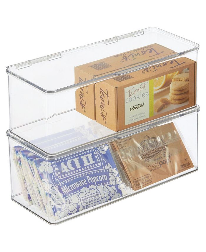 mDesign Kitchen Pantry/Fridge Storage Organizer Box - Hinged Lid, 2 ...