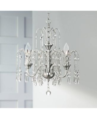 Crystal Rain Chrome Silver Crystal Small Chandelier Lighting 15" Wide ...