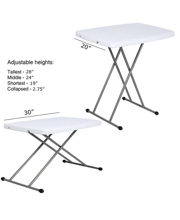 SUGIFT 30 inch Personal Folding Table Adjustable Resin TV Tray in White ...