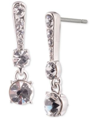 Givenchy Silver-Tone Stone & Crystal Bar Drop Earrings - Macy's