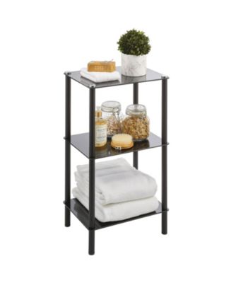 mDesign Metal/Glass 3-Tier Storage Tower with Open Glass Shelves ...