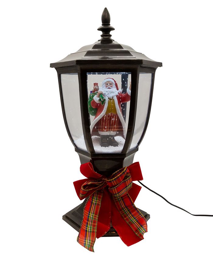 Kurt Adler 21" Illuminated Santa Lamp Post with Snow Accent - Macy's
