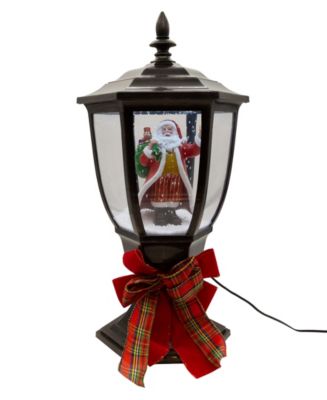 Kurt Adler 21" Illuminated Santa Lamp Post with Snow Accent - Macy's