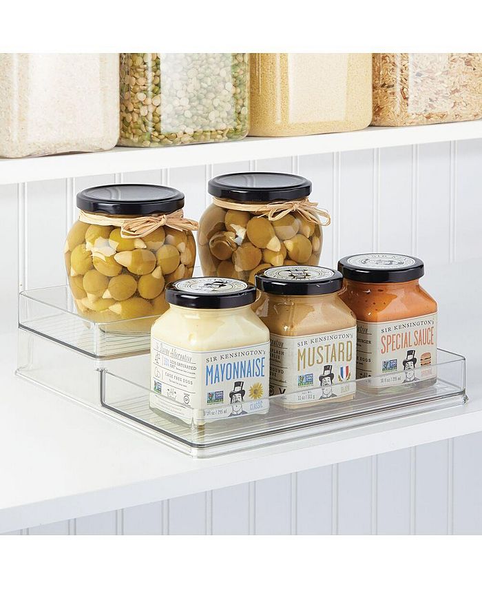 mDesign Plastic Kitchen Tiered Food Storage Shelves, 2 Pack - Clear ...