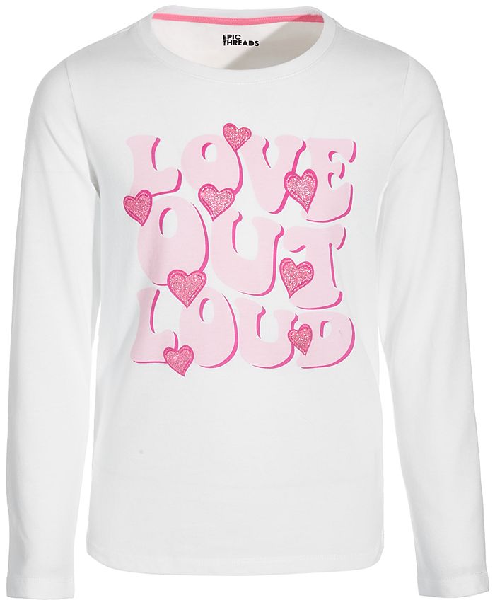 Epic Threads Big Girls Love Out Loud Graphic Long-Sleeve T-Shirt ...