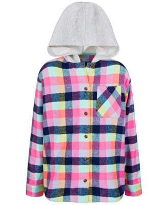 Epic Threads Big Girls Checkered Hooded Cotton Shacket, Created for ...