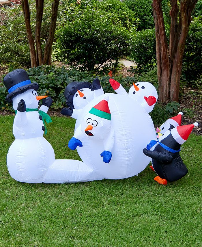 Seasonal Winter Fun Snowman Penguin 7' Wide Inflatable - Macy's