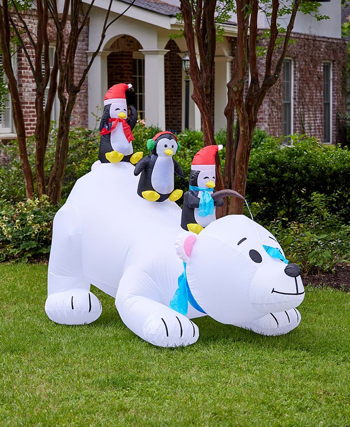 Seasonal Penguins on Polar Bear 66" Inflatable - Macy's