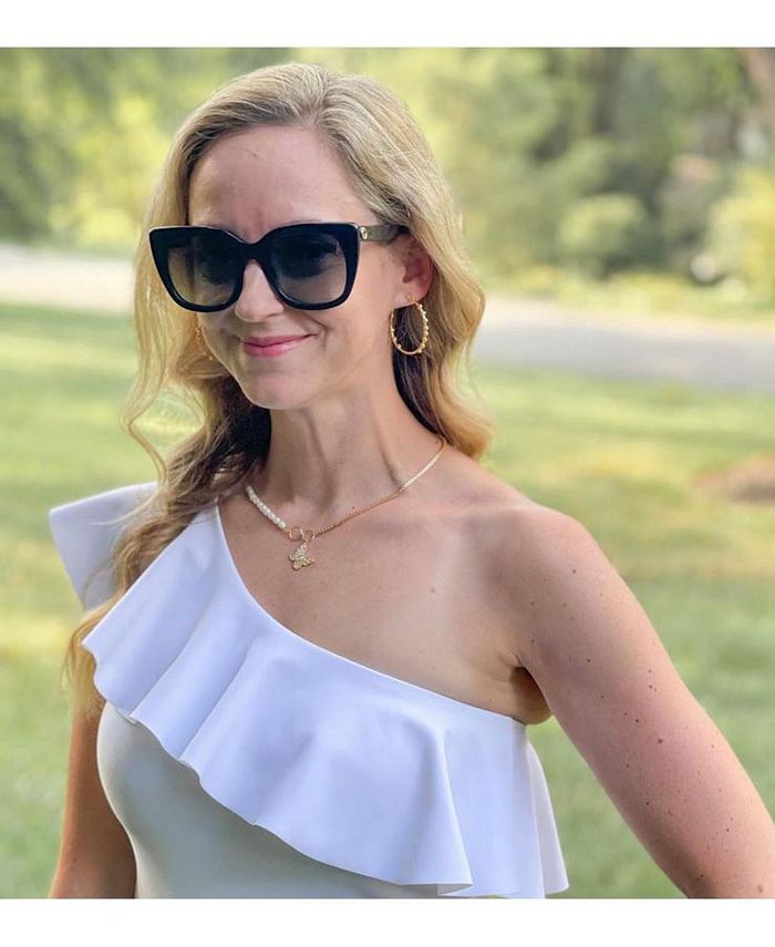 Rivka Friedman Pearl and Chain Necklace with Butterfly Cubic Zirconia Charm - Macy's