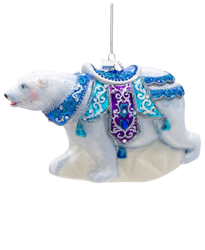 Kurt Adler 7" Bellissimo Glass Polar Bear Ornament - Macy's