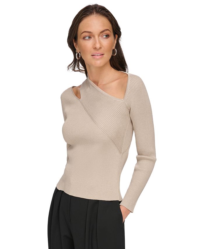 DKNY Women's Asymmetric Cutout Ribbed Knit Sweater - Macy's