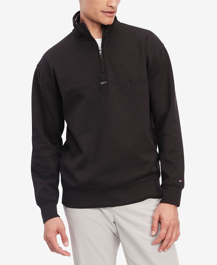 Tommy Hilfiger Men's Mock-Neck Quarter-Zip Interlock Fleece Pullover ...