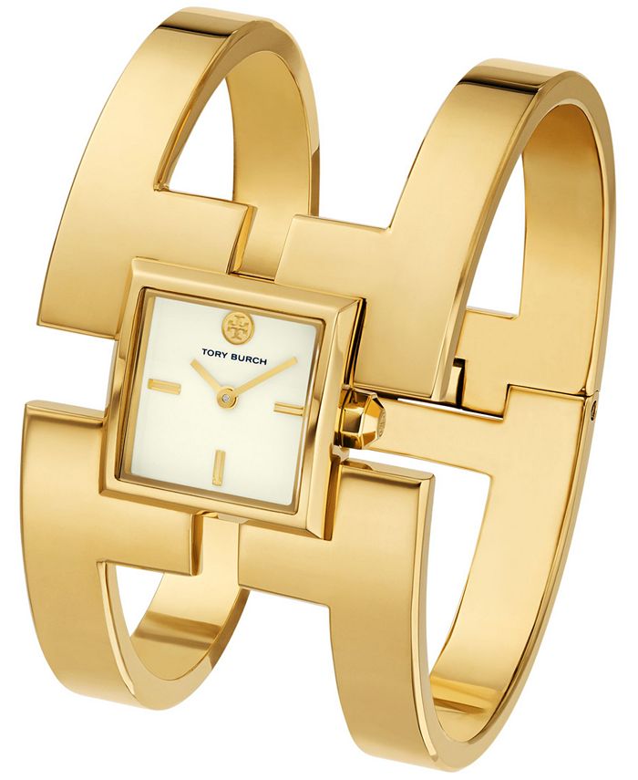 Tory Burch Women's The Sawyer Gold-Tone Stainless Steel Bangle Cuff ...