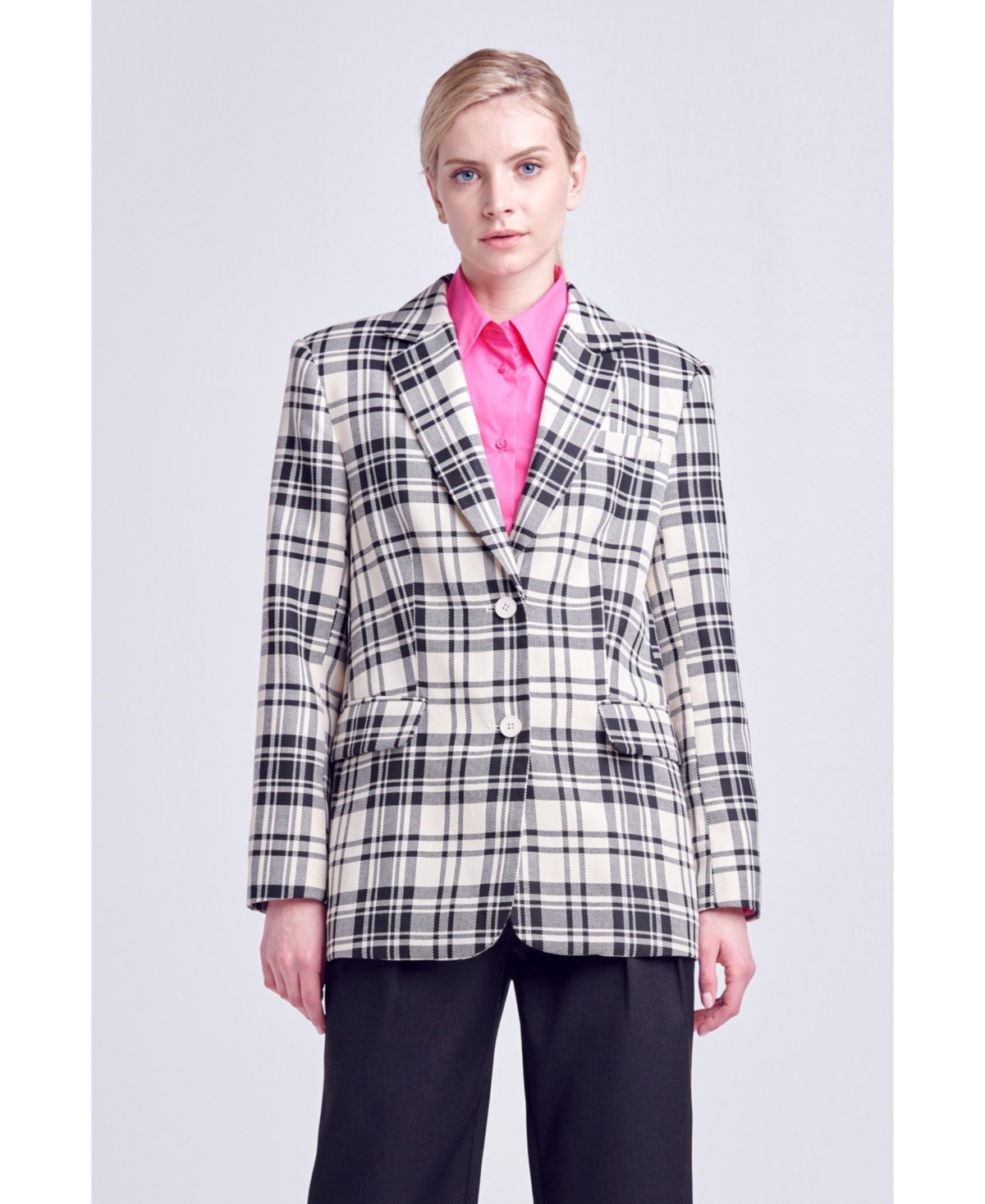 Click here for English Factory Womens Statement Plaid Blazer - Cr... prices