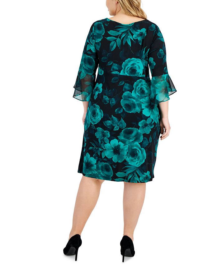Connected Plus Size Side-Ruched Ruffled-Sleeve Dress - Macy's