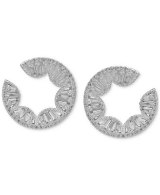 Anne Klein Silver-Tone Crystal Circle Stud Earrings - Macy's