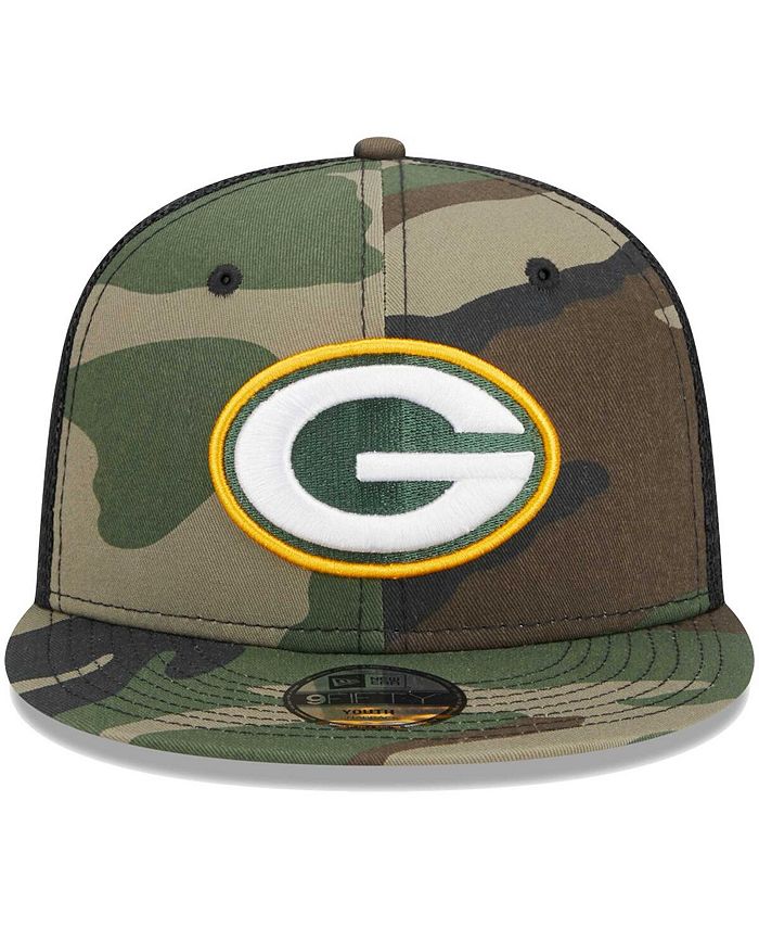 New Era Big Boys and Girls Camo Green Bay Packers Main Trucker 9FIFTY ...