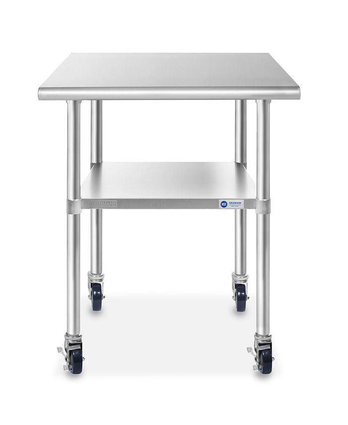 GRIDMANN 36 x 24 Inch Stainless Steel Table w/ 4 Casters, NSF ...