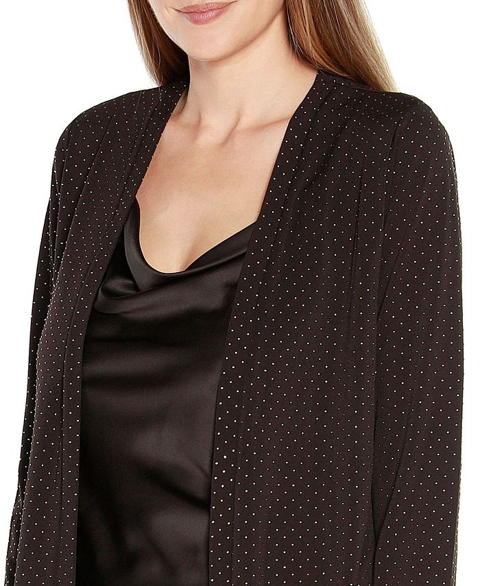 Belldini Black Label Women's Textured Metallic Print Cardigan Top - Macy's