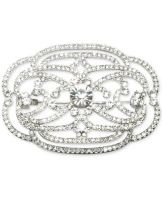 Lauren Ralph Lauren Silver-Tone Crystal Scroll Pin - Macy's