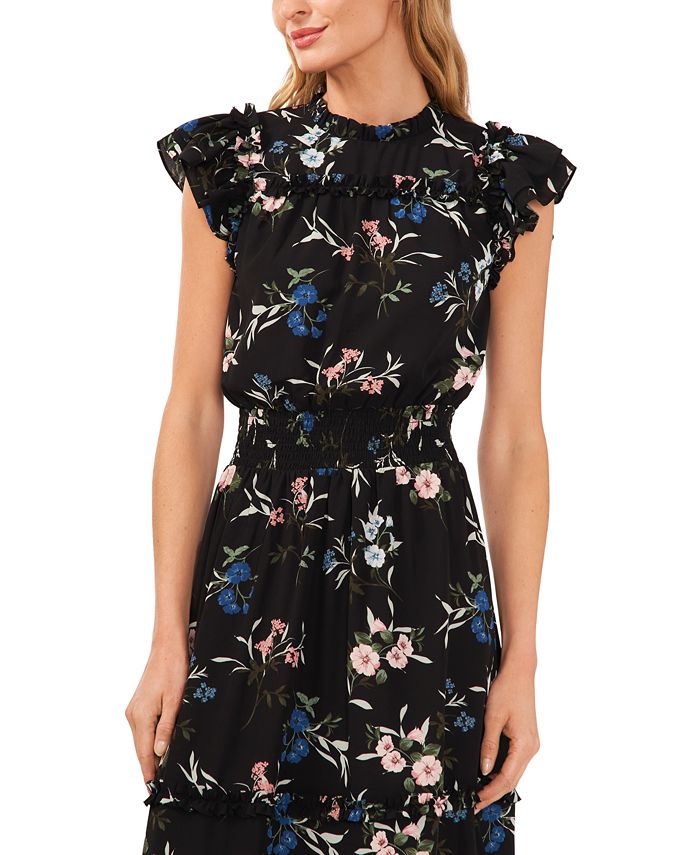 CeCe Women's Short Sleeve Ruffle Midi Dress - Macy's
