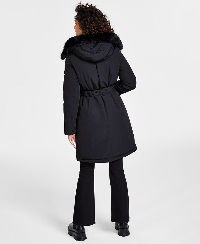 Sam Edelman Women's Faux-Fur-Trim Hooded Parka - Macy's
