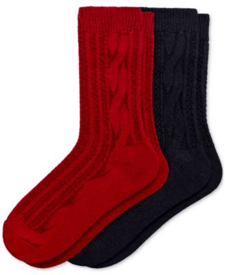 Hue Women's 2-Pk. Cable Ribbed Boot Socks - Macy's